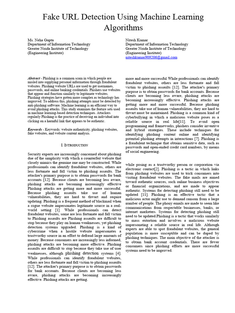 Fake URL Detection Using Machine LearningNKKKKKKKKKKKKKKK | PDF ...