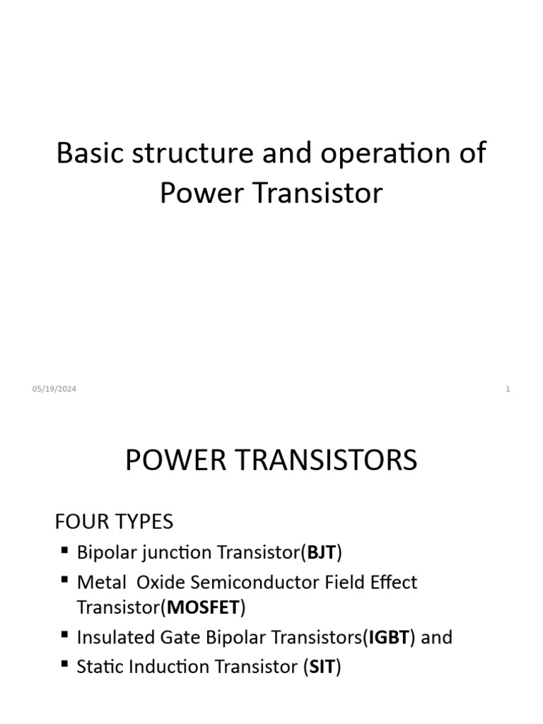 Unit I Power BJT, Mosfet and Igbt | PDF | Bipolar Junction Transistor | Field Effect Transistor