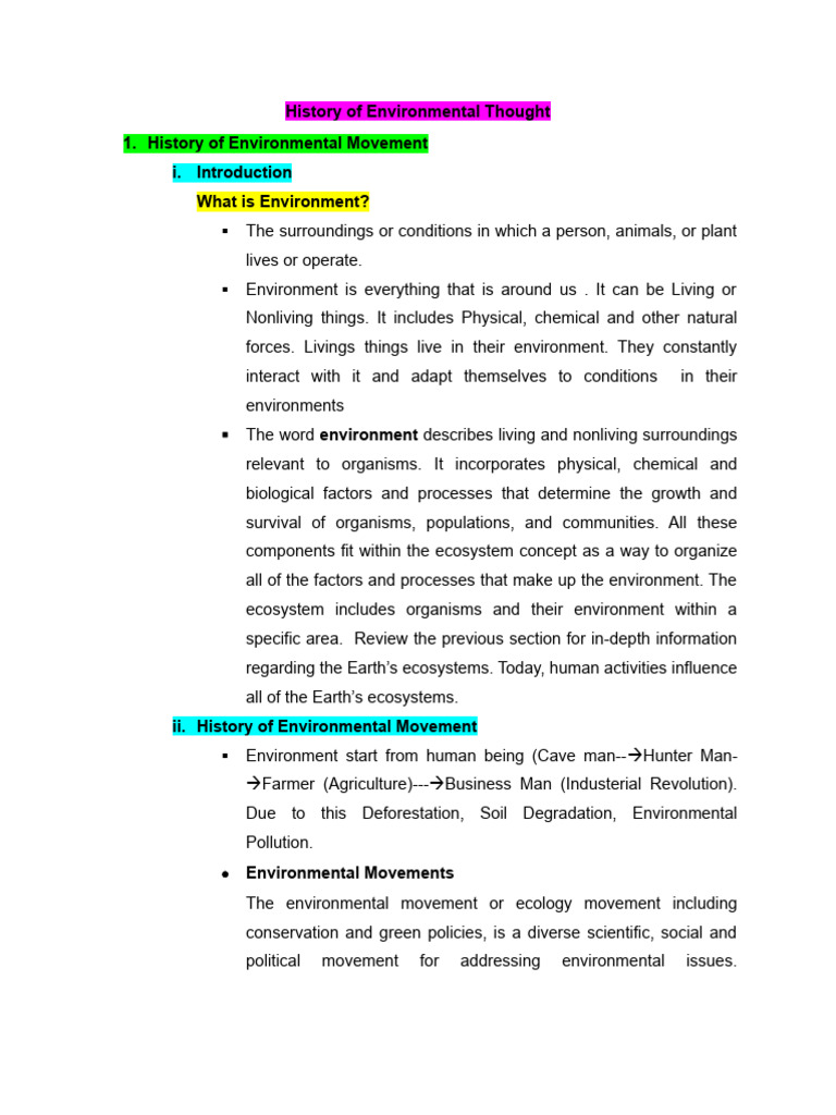 History of Environmental Thought | PDF | Sustainability | Natural ...