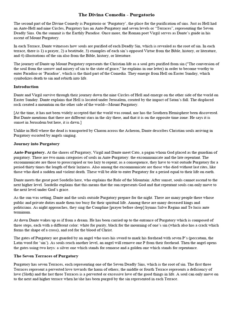 The Divina Comedia Purgatorio 1 1 | PDF | Divine Comedy