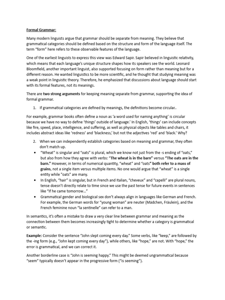 Formal Grammar | PDF | Grammatical Number | Noun