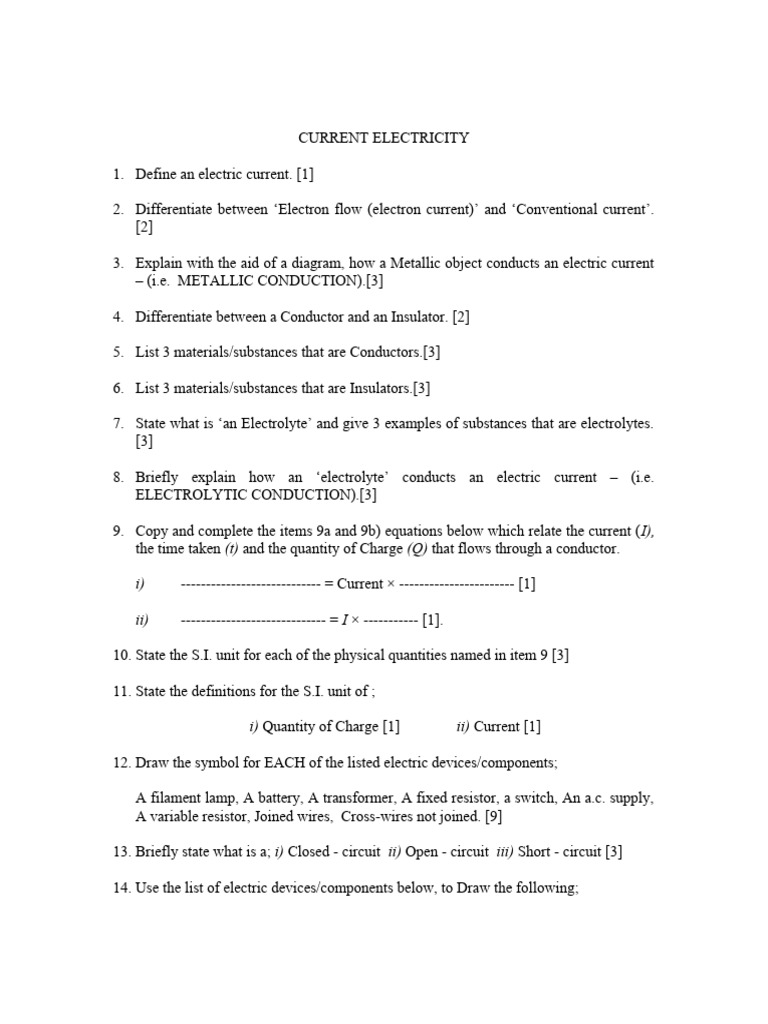 Current Electricity | PDF | Electric Current | Electrical Resistance ...