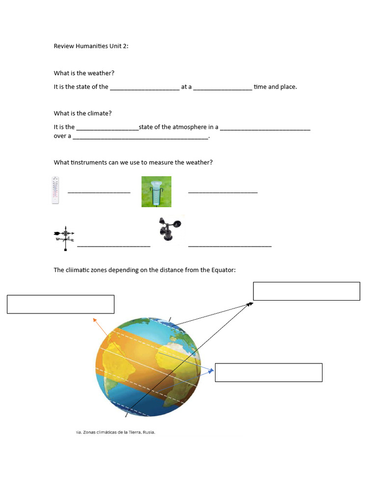 Humanities Unit 2: Weather & Climate Review | PDF | Climate | Precipitation