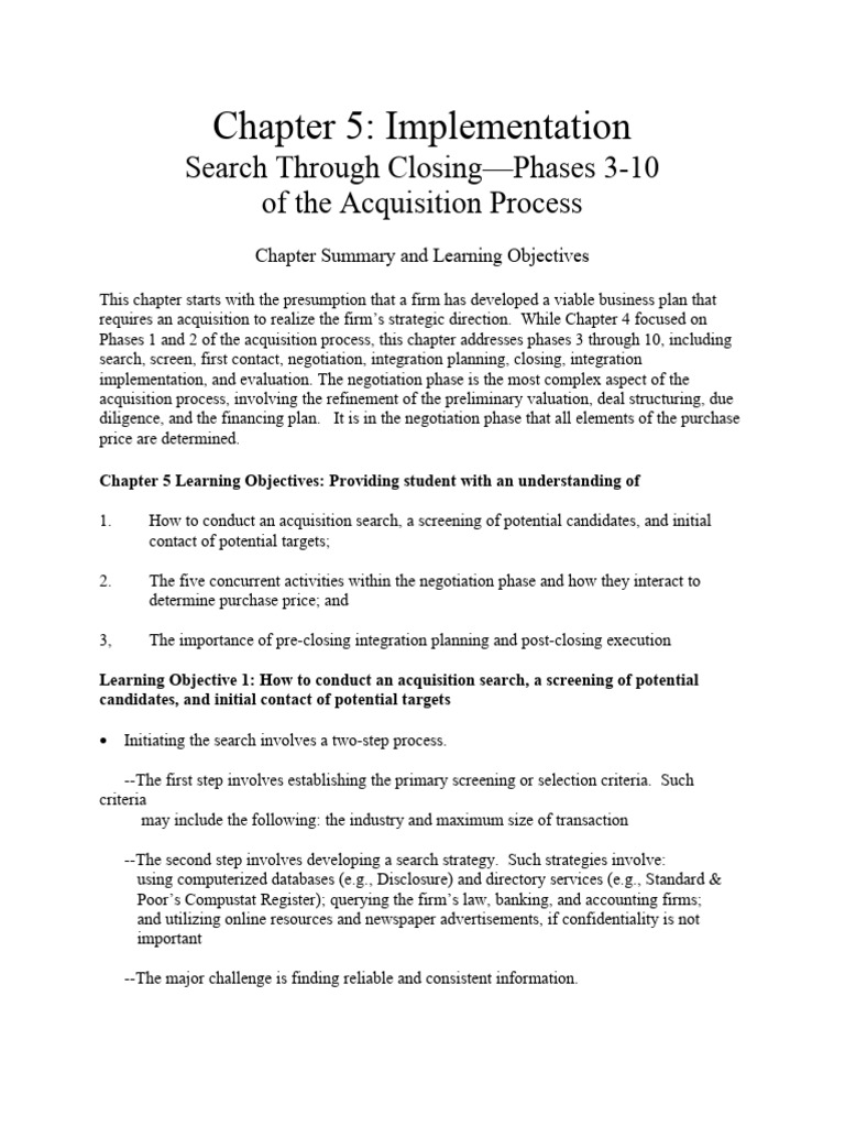 Chapter 5-Implementation - Search Through Closing | PDF | Mergers And ... Chapter 5-Implementation - Search Through Closing | PDF | Mergers And ...