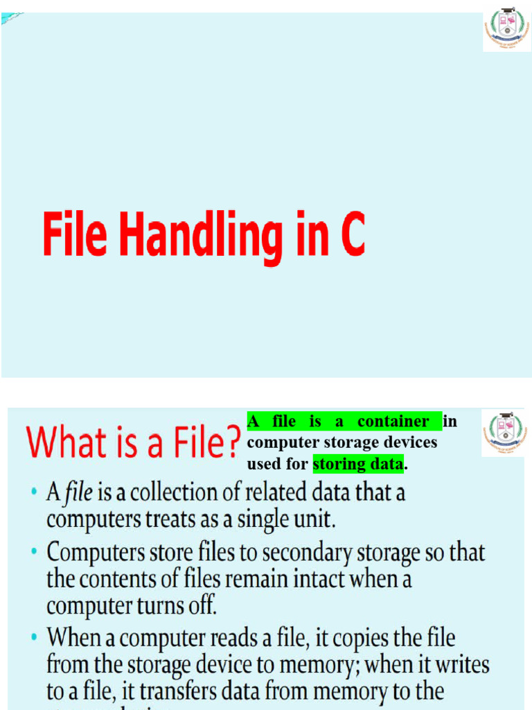 File Handling in C | PDF | Computer File | Pointer (Computer Programming) File Handling in C | PDF | Computer File | Pointer (Computer Programming)