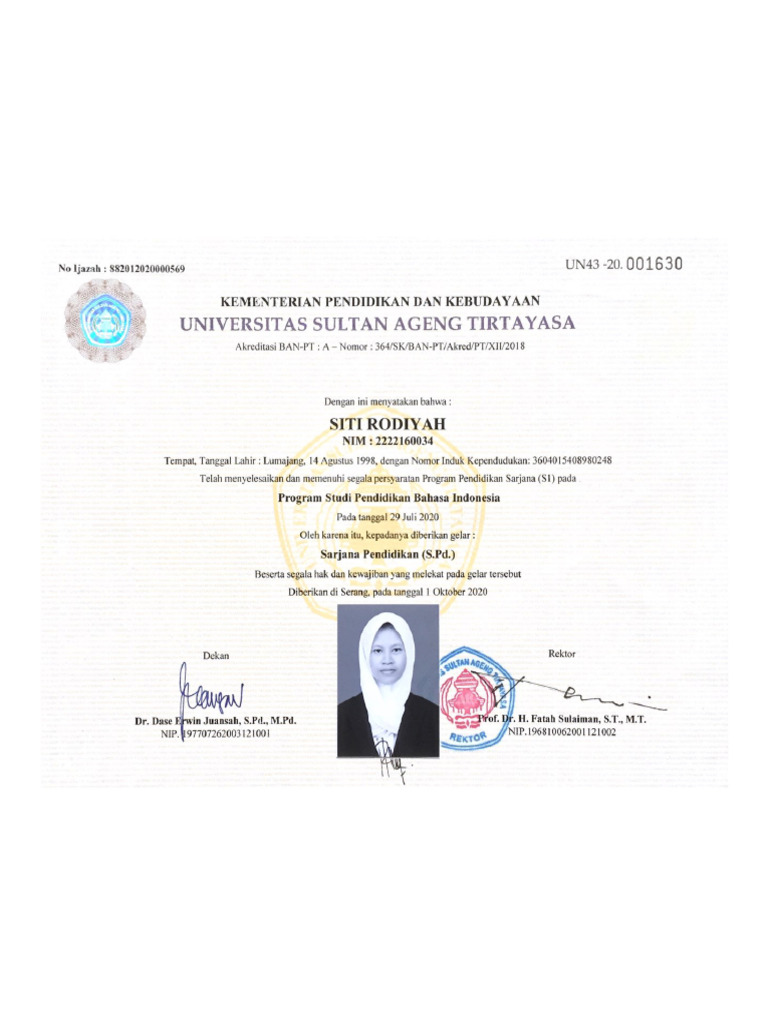 Ijazah, Transkip, Sertif Ukbi, Paklaring | PDF