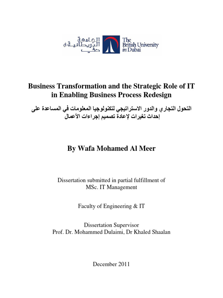 Business Transformation and The Strategic Role of IT in Enabling ...