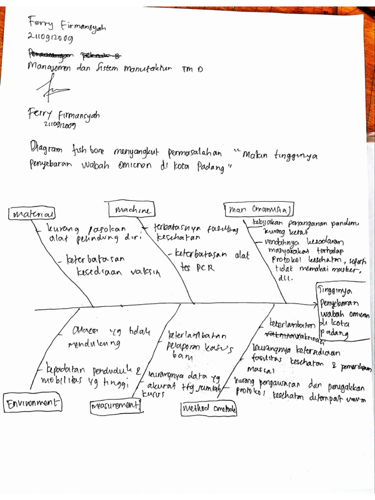 Diagram Fishbone Ferry Firmansyah 2110912009 MSM D | PDF