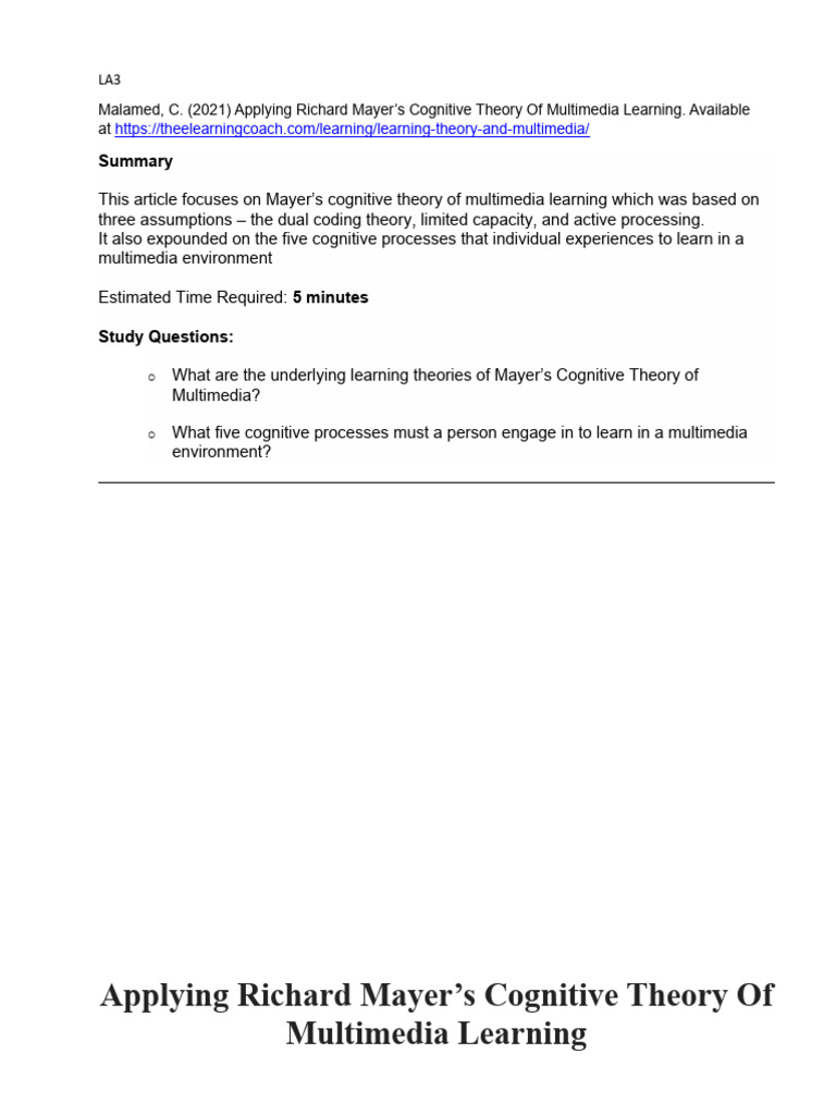 LA3-M3 | PDF | Learning | Multimedia