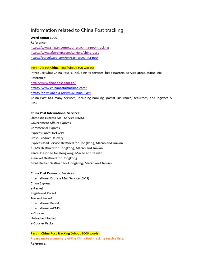 China Post Tracking Requirements PDF Mail Public Services