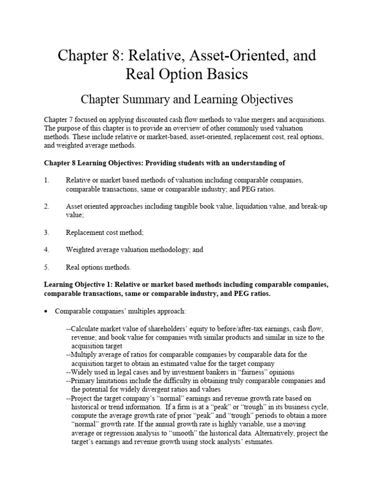Chapter 8 Relative & Real Option Valuation Basics | PDF | Valuation ...
