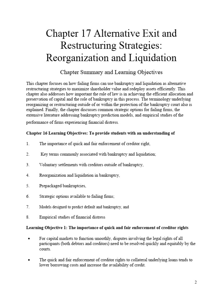Chapter 17 - Bankruptcy and Liquidation | PDF | Bankruptcy | Chapter 11