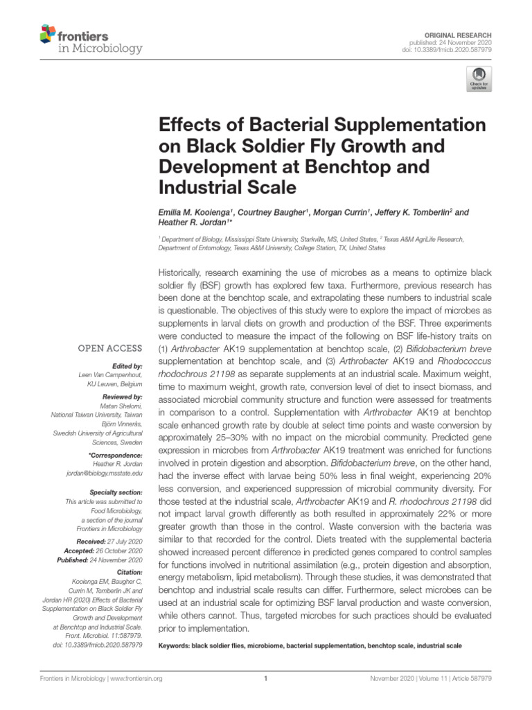 Bacterial Effects on Black Soldier Fly Growth | PDF | Probiotic | Bacteria