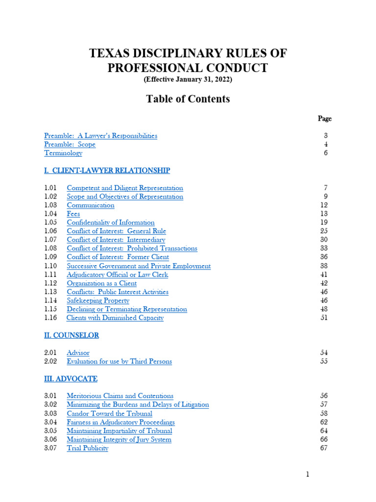 Texas Rules of Professional Conduct | PDF | Lawyer | Fraud