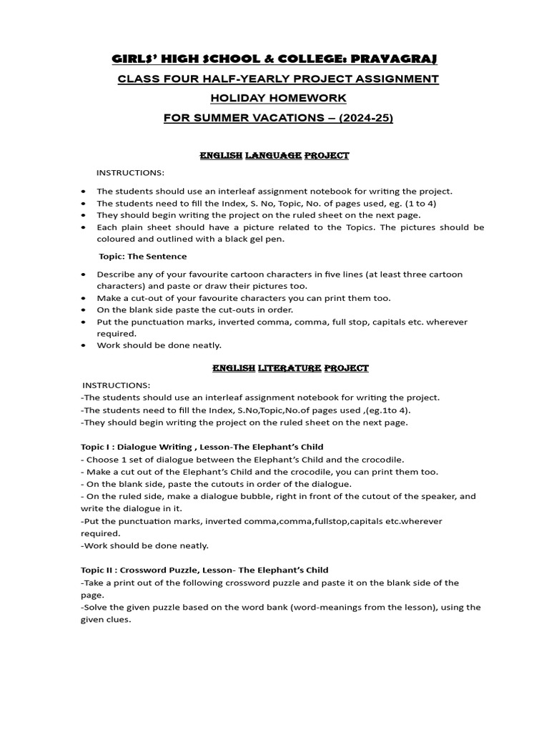 Class 4 Holiday Homework 2024-2025 | PDF | Notebook | Icon (Computing)