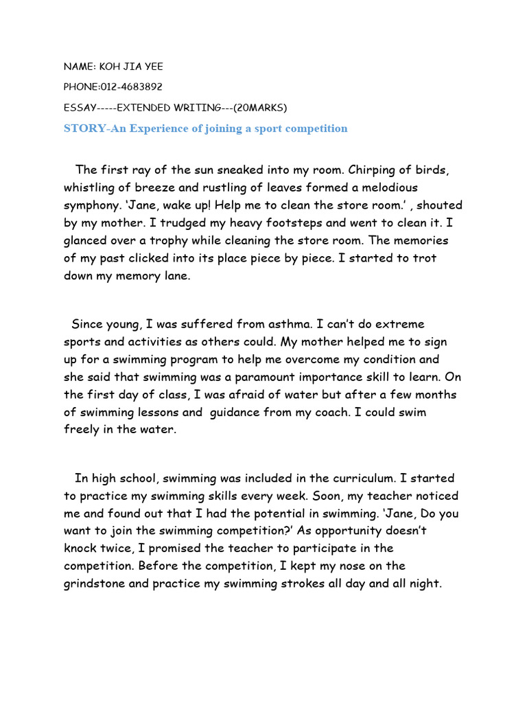 SPM Essays - Story-Sports Competition | PDF