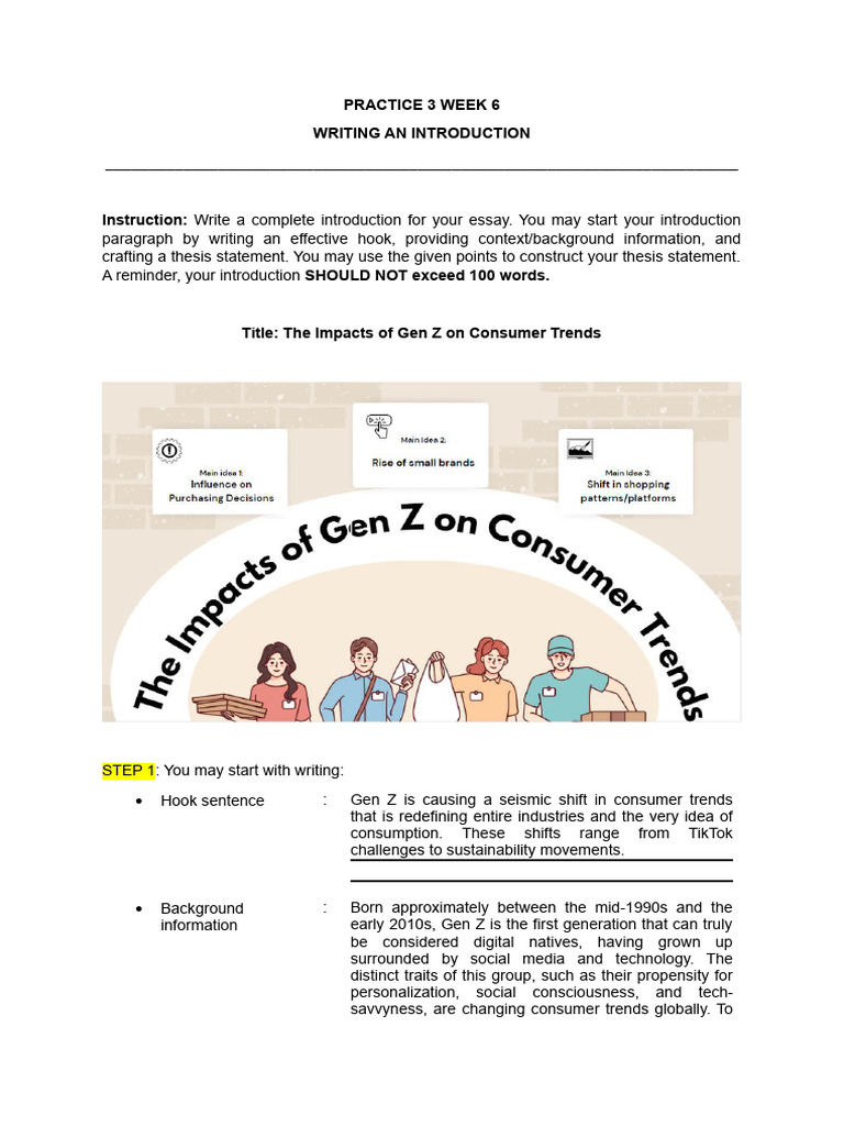 PRACTICE 3 WEEK 6 - Writing An Introduction | PDF | Brand | Social Media