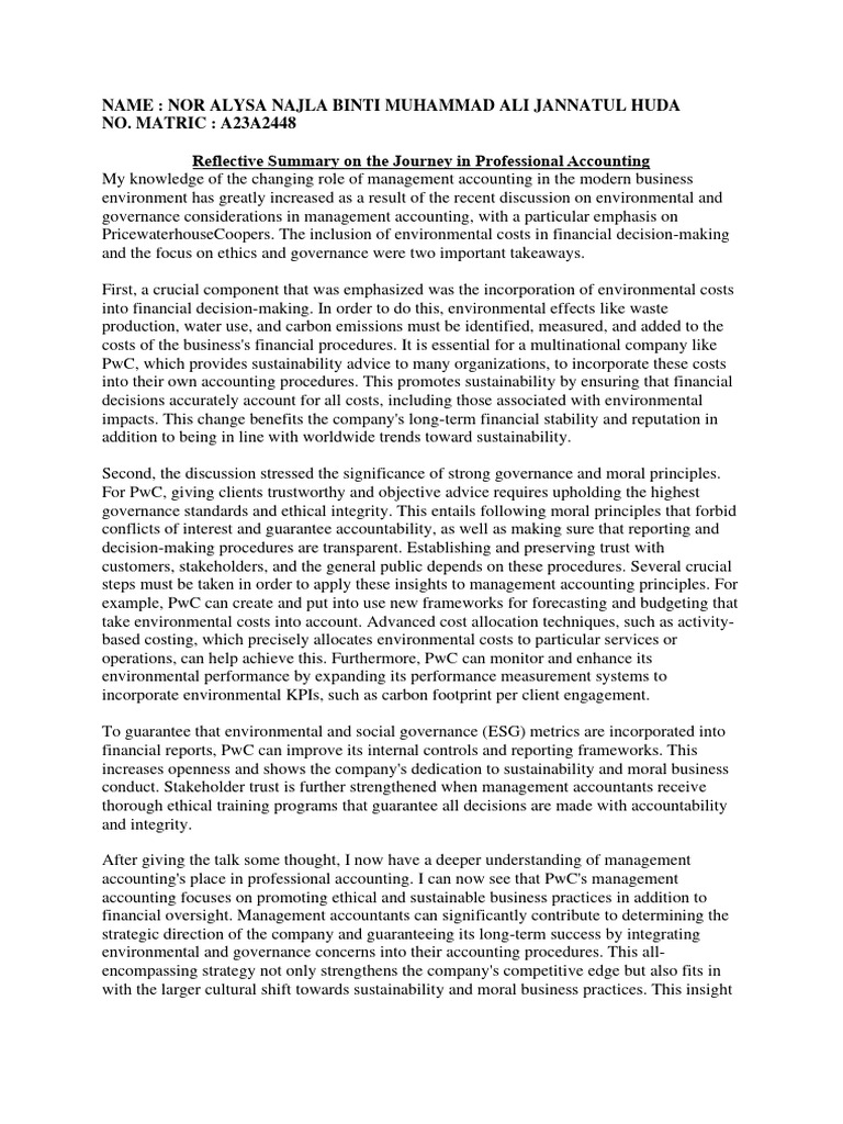 Reflective Management Accounting | PDF | Governance | Sustainability