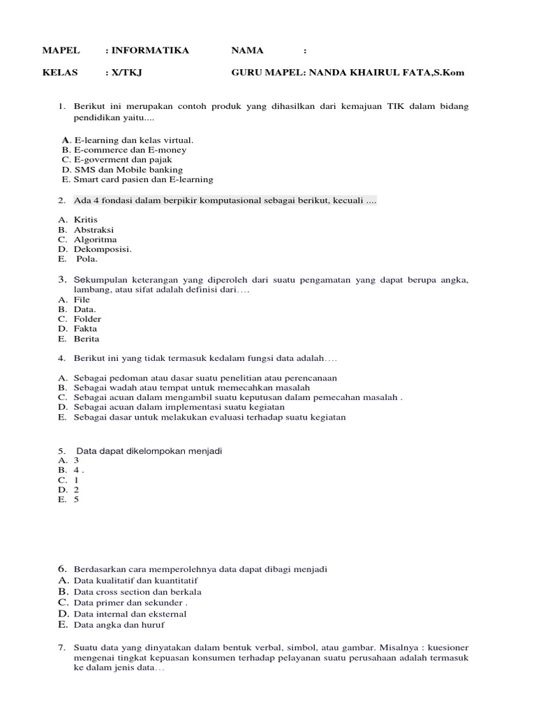 Soal Informatika | PDF