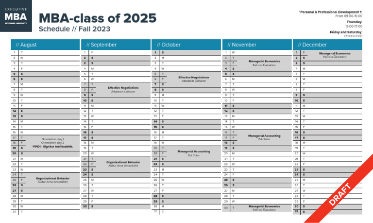 EMBA Class of 2025 Schedule Fall 2023 Draft | PDF