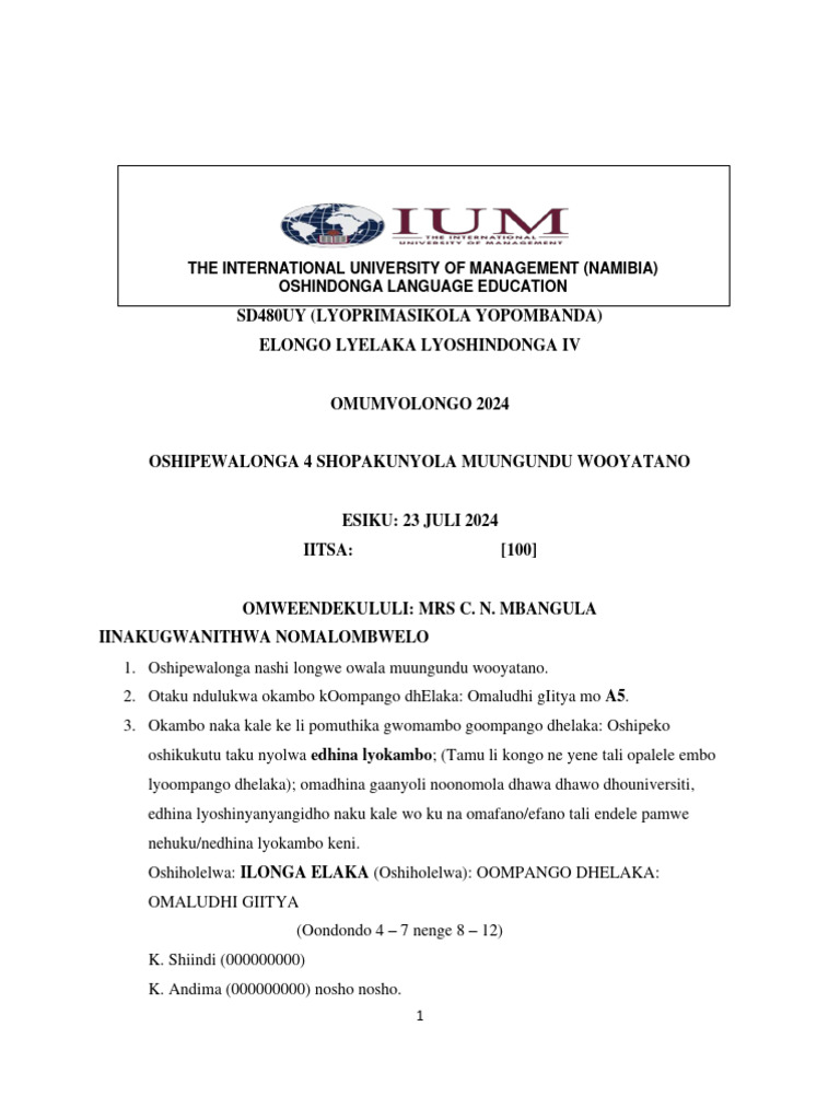 Oshindonga Language Syllabus 2024 | PDF | Linguistics | Linguistic ...