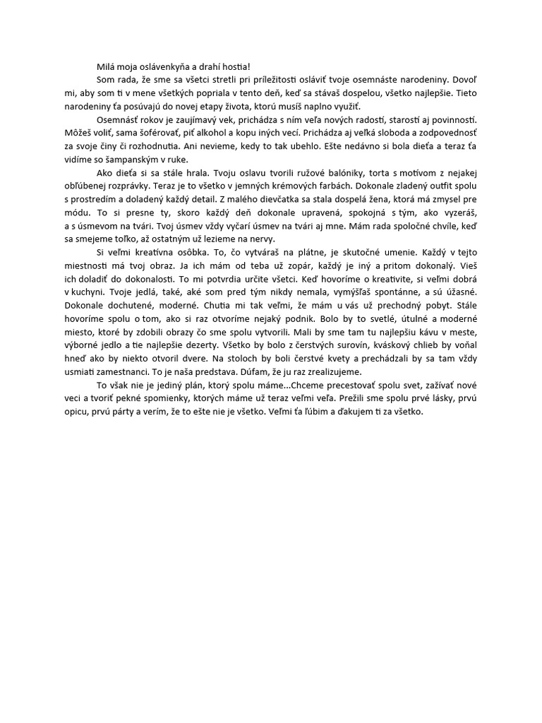 Prihovor Na Oslavu | PDF