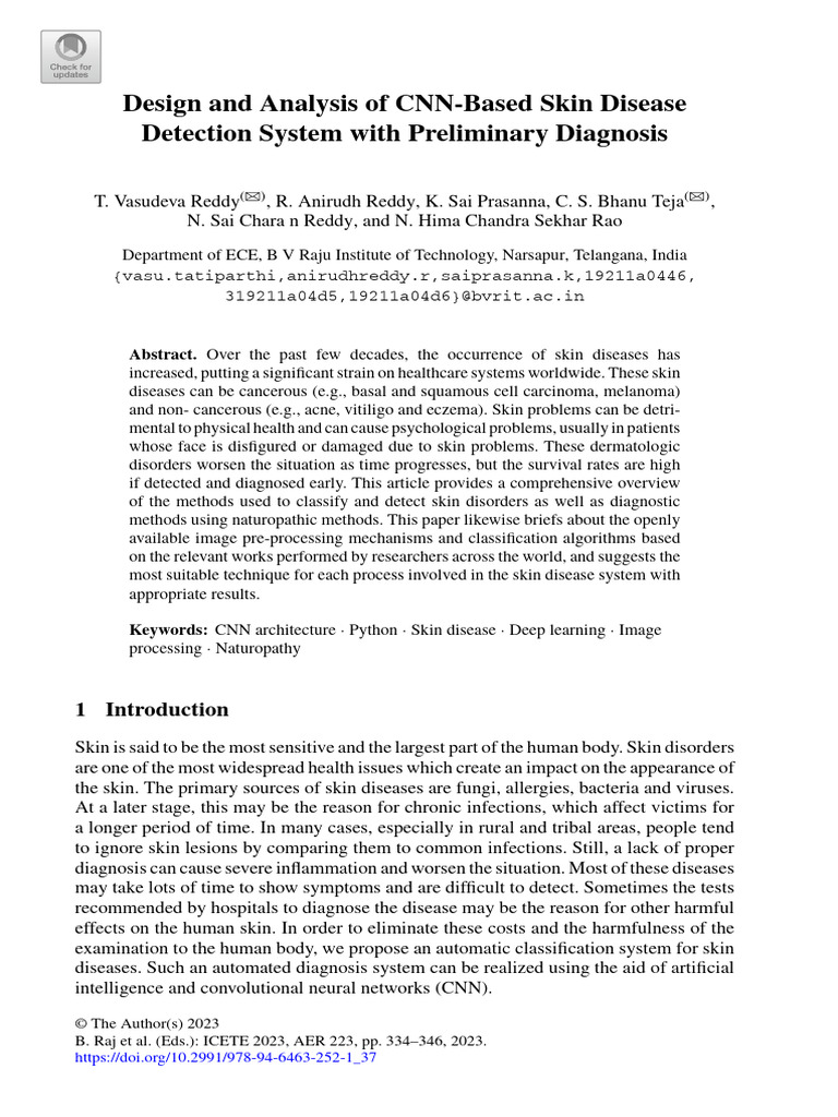 Design and Analysis of CNN-Based Skin Disease Detection System With ...