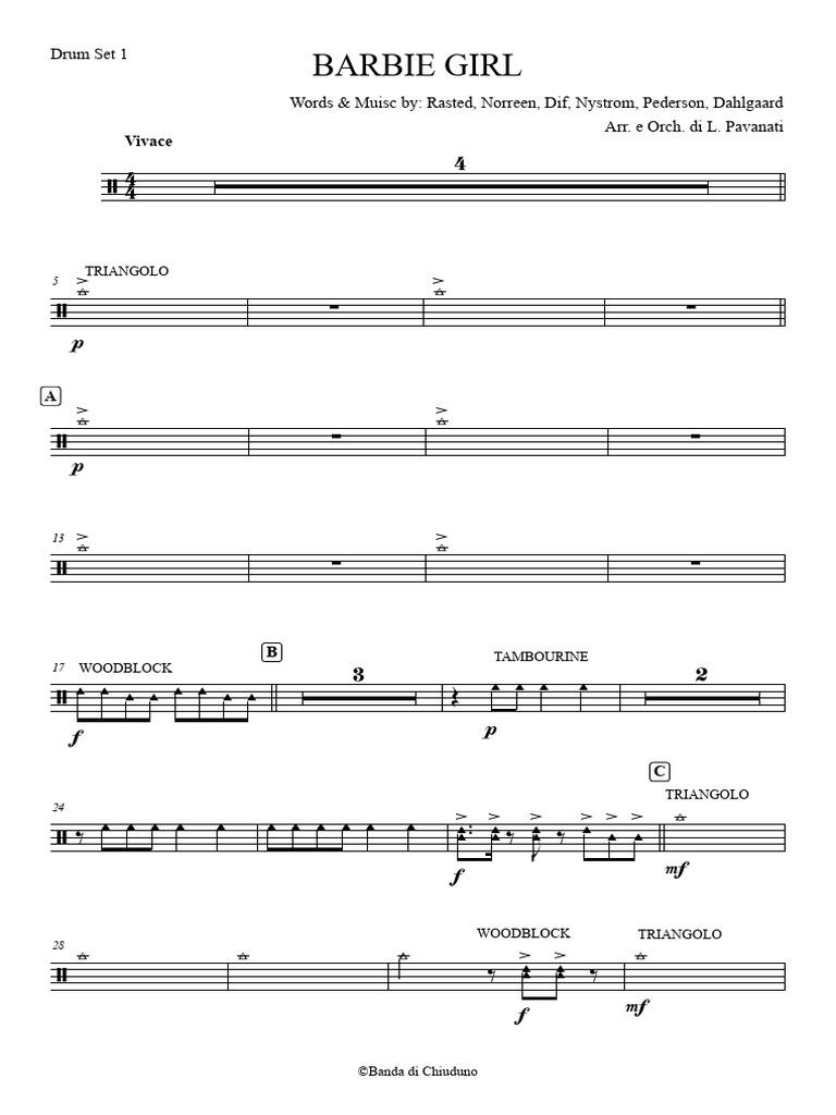 Barbie Girl - LP - Drum Set 1 | PDF | Songs Written