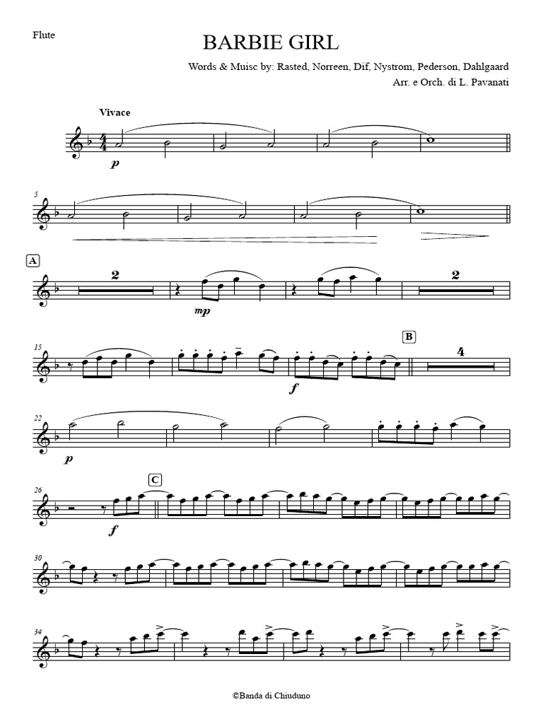 Barbie Girl - Lp - Flute | PDF | Songs Written | Barbie
