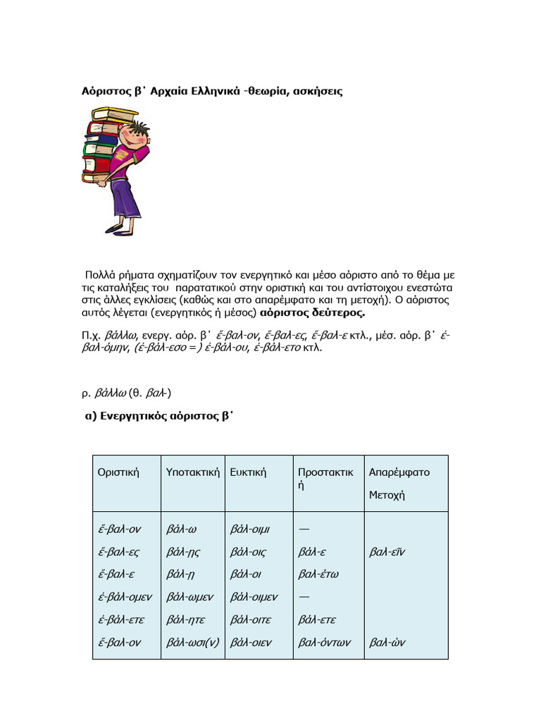 Αόριστος β | PDF