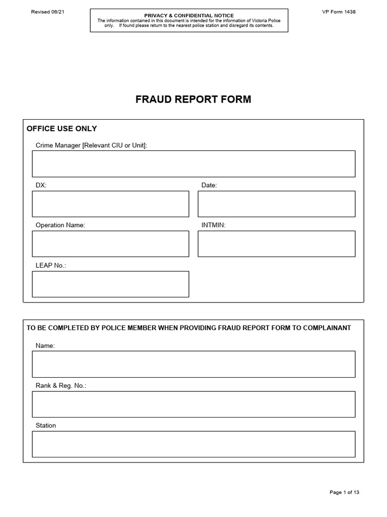 FCS Fraud Report Form 2022 | PDF | Crimes | Crime & Violence