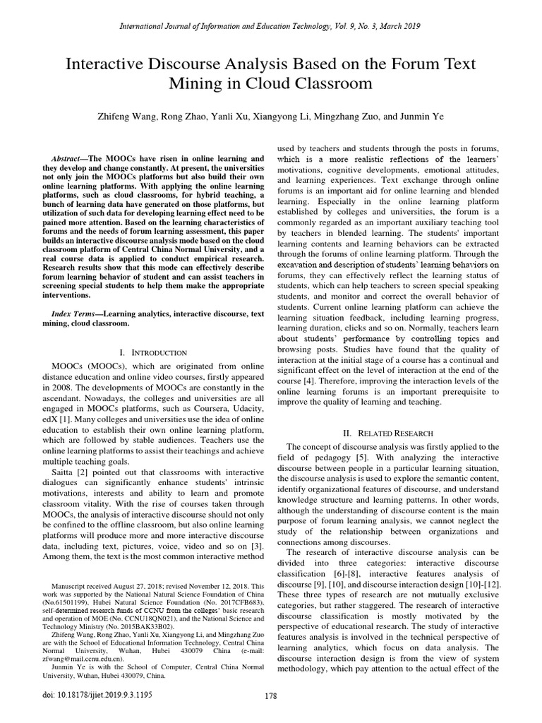 Interactive Discourse Analysis Based On The Forum Text | PDF ...