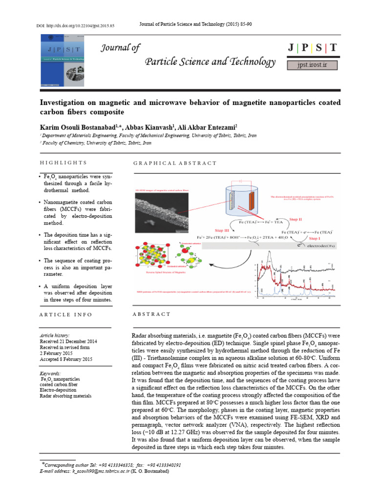 JPST - Volume 1 - Issue 2 - Pages 85-90 | PDF | Nanoparticle | X Ray ...