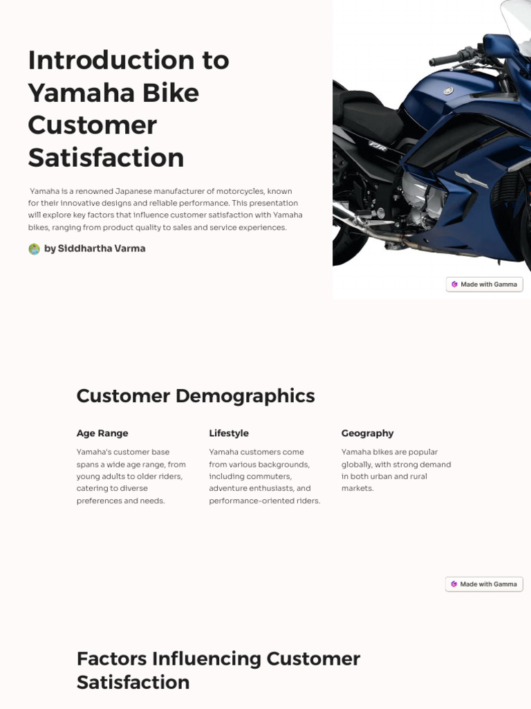Introduction To Yamaha Bike Customer Satisfaction | Download Free PDF ...