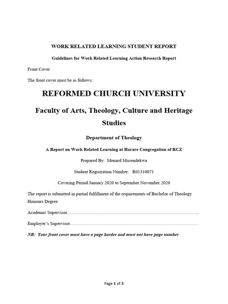 Work Related Learning Report Presentation | PDF | Page Layout | Printing