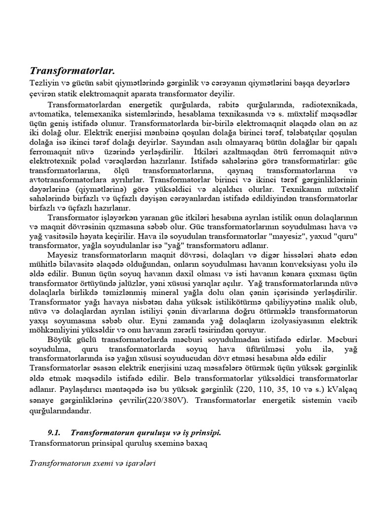 TRANSFORMATORLAR | PDF