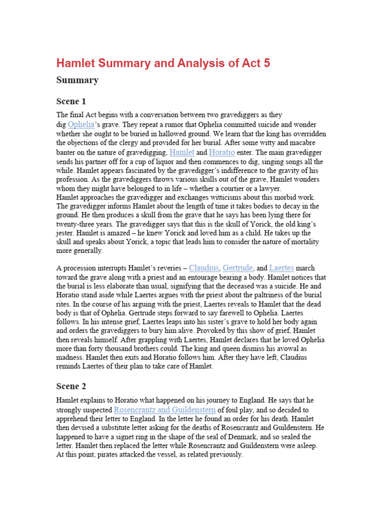 Act 5 | PDF | Hamlet | Shakespearean Tragedies