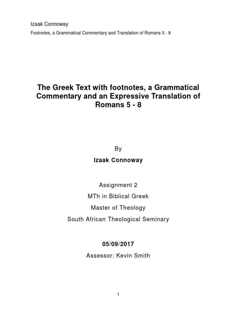 Greek Text With Footnotes a Grammatical | PDF | Grace In Christianity ...