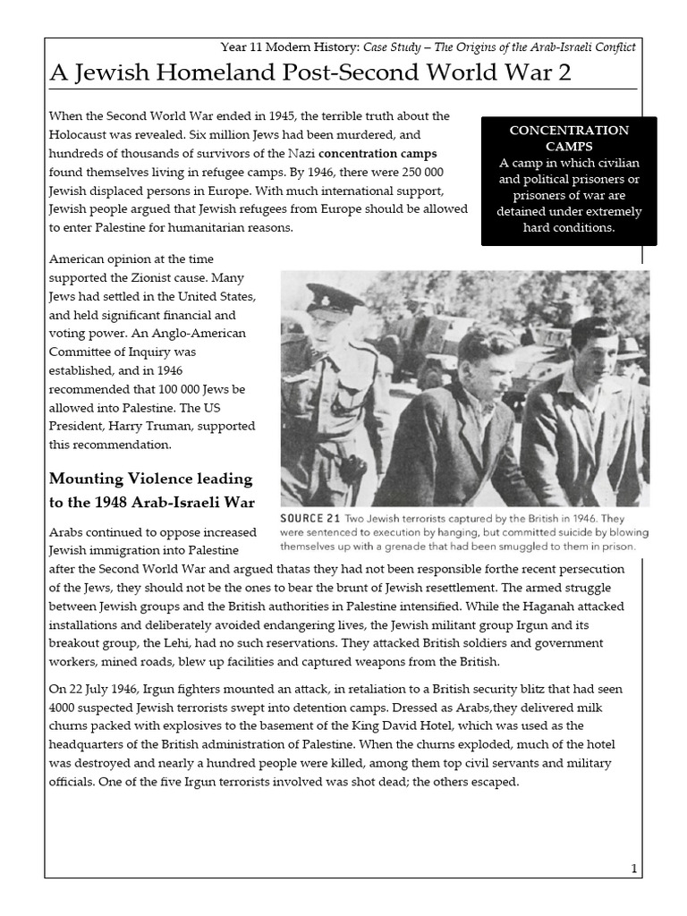 A Jewish Homeland Post-Second World War 2 - Worksheet | PDF | Mandatory ...