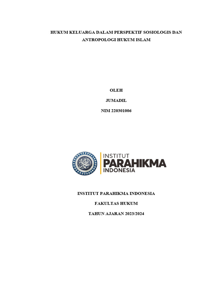 Hukum Keluarga Dalam Perspektif Sosiologis Dan Antropologi Hukum Islam | PDF