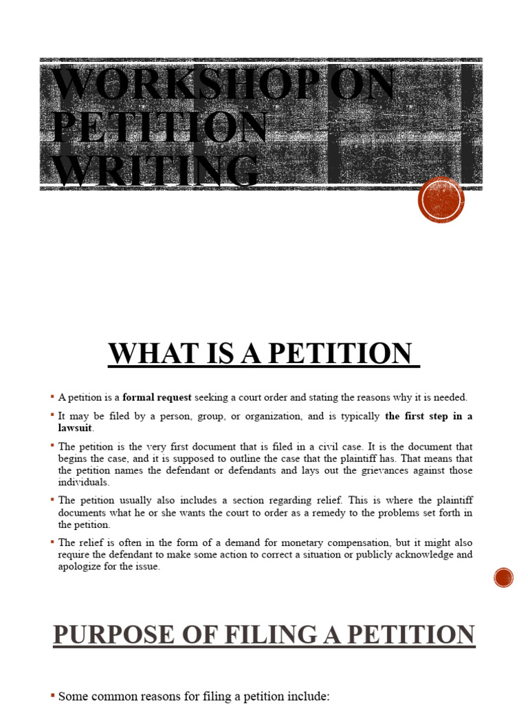 Workshop On Petition Writing | PDF | Habeas Corpus | Legal Remedy