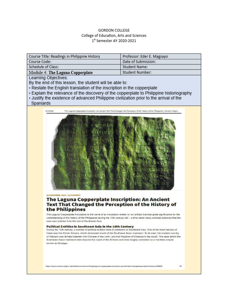 Laguna Copperplate Inscription Study | PDF