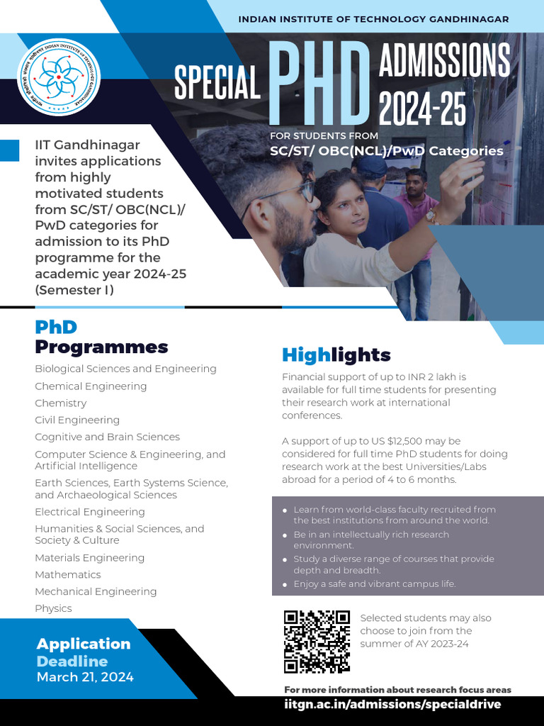IIT Gandhinagar PhD Admissions 2024-25 | PDF | Engineering | Science
