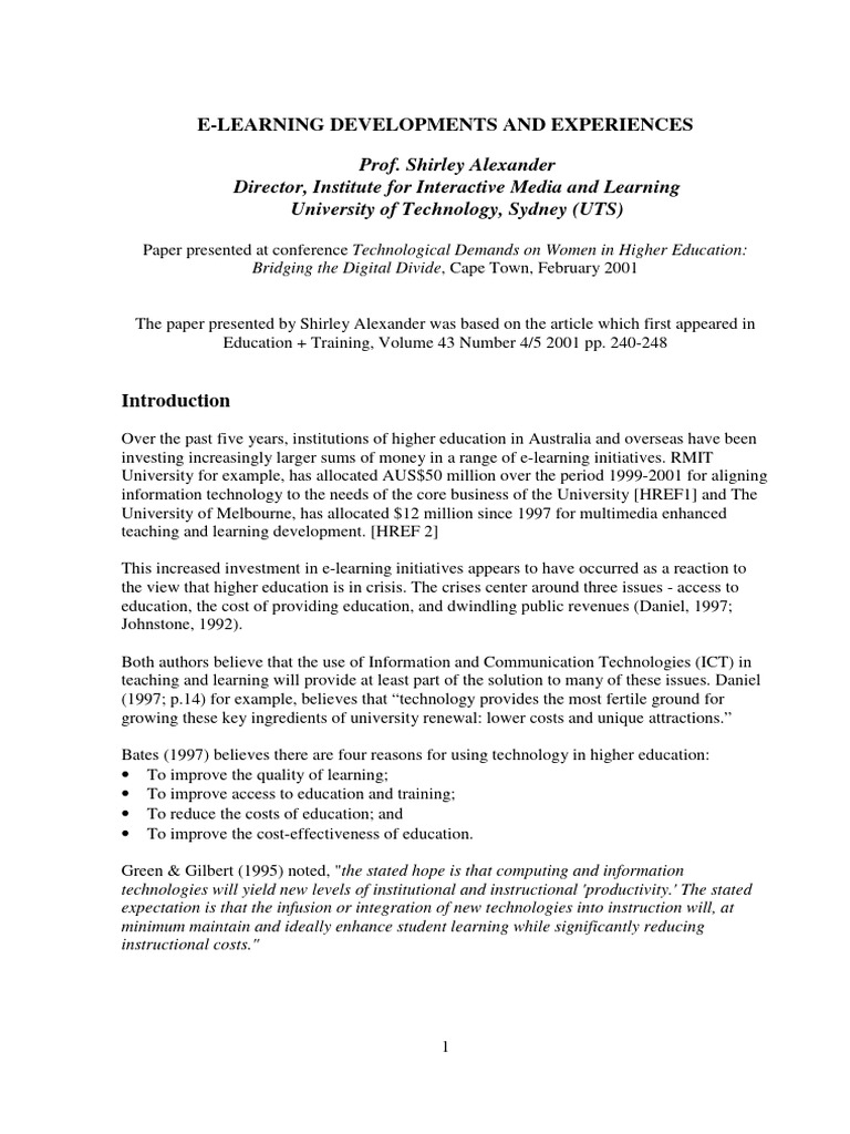 E-Learning Developments and Experiences | PDF | Educational Technology | Learning