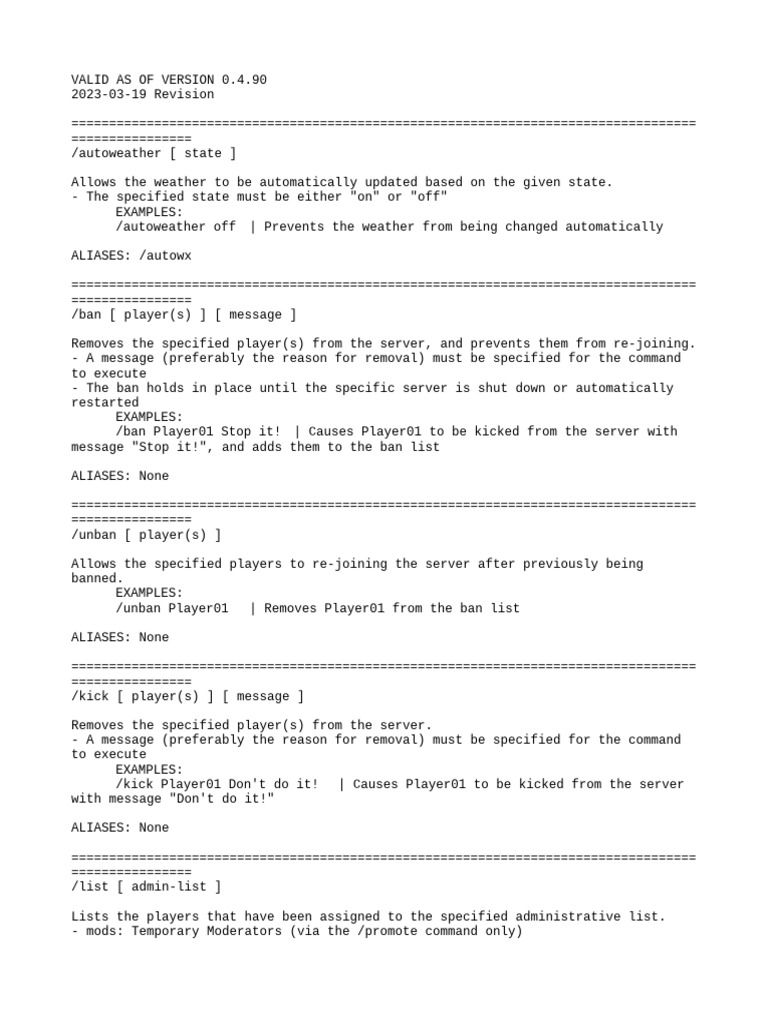Server Command Guide for Players | PDF | Speed | Computing
