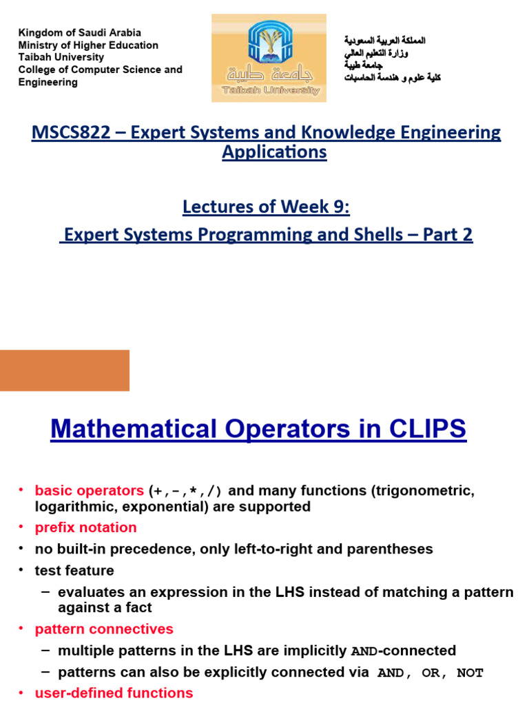 Week9 ExpertSystems Programming Part2 | PDF | Function (Mathematics) | Software Engineering