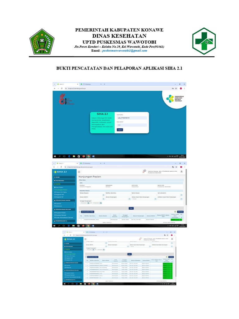Bukti Pencatatan Dan Pelaporan Aplikasi Siha | PDF
