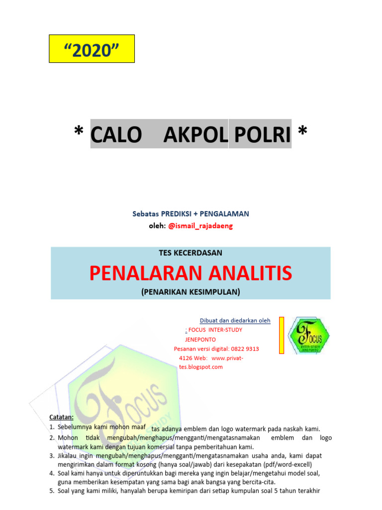 Soal Tes Kecerdasan Penalaran Analitis | PDF