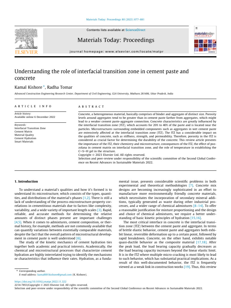 Understanding The Role of ITZ in Cement Paste and Concrete | PDF | Cement | Concrete