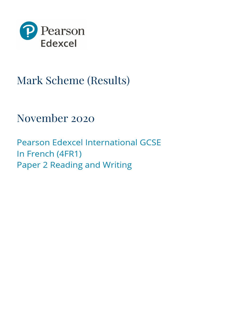 4FR1_02_msc_2020 pap2 a mark sch | PDF | Verb | Vocabulary